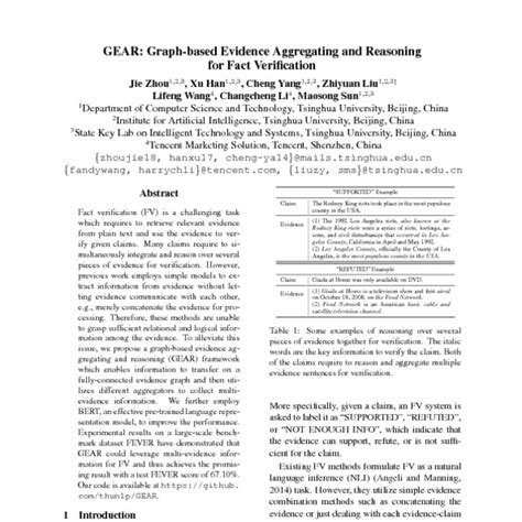 Gear Graph Based Evidence Aggregating And Reasoning For Fact Verification Acl Anthology