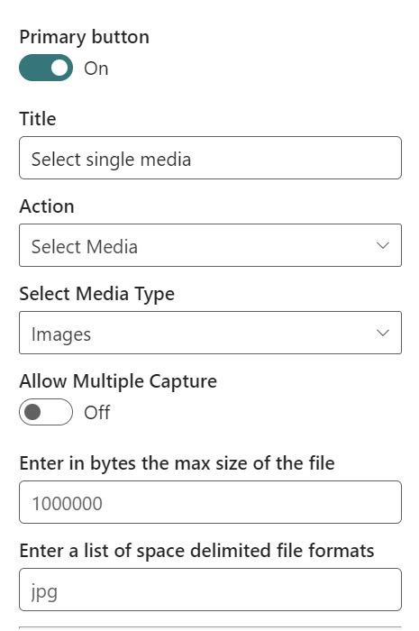 explore media upload capability via property pane of card designer card
