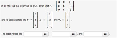Solved Find The Eigenvalues Of A Given That A And Its Chegg