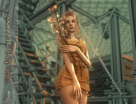 DOWNLOAD LINK Model Poses Turtle Neck Dress Flower Branch