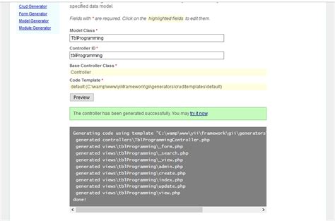 របៀបបង្កើត Crud ជាមួយនឹង Yii Framework