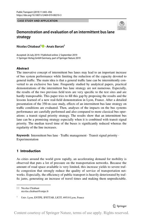 Demonstration And Evaluation Of An Intermittent Bus Lane Strategy Request Pdf