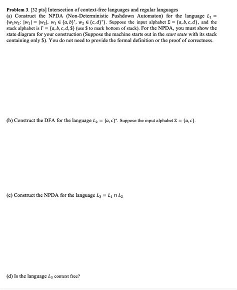 Solved Problem 3 32 Pts Intersection Of Context Free Chegg Com