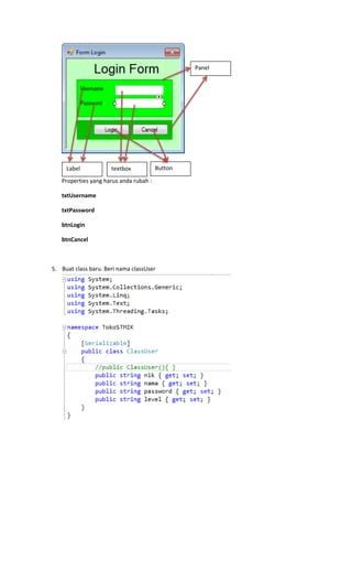 membuat form login pdf