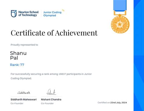 Shanu Pal On Linkedin Achievement Newtonschooloftechnology