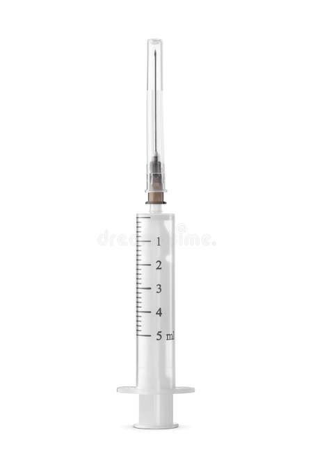 5 Ml Disposable Medical Syringe With Needle On White Background Stock