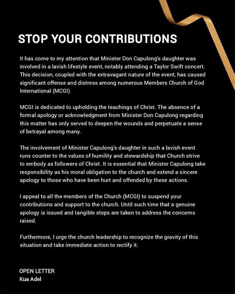 We Appeal To All Members Of The Church Mcgi To Refrain From Making Contributions And Offering