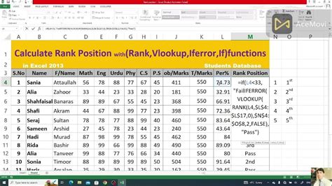 Calculate Rank Position With Rank Vlookup Iferror And If Functions Or
