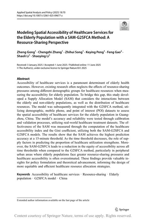 Modeling Spatial Accessibility Of Healthcare Services For The Elderly Population With A Sam