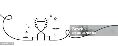 우승자 연단 라인 아이콘입니다 스포츠 트로피 컬이 있는 연속 라인 벡터 Championship에 대한 스톡 벡터 아트 및 기타 이미지 Championship 강단