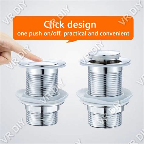 Basin Pop Up Drain Plug Mm Mm Brass Push Up Button Pop Up Waste Bathroom Sink Basin With