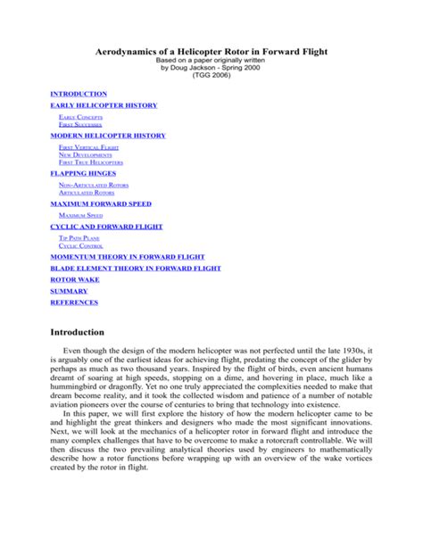Aerodynamics Of A Helicopter Rotor In Forward Flight