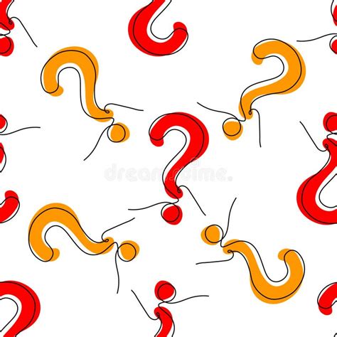 Vector Seamless Pattern With Red And Yellow Question Marks And Abstract