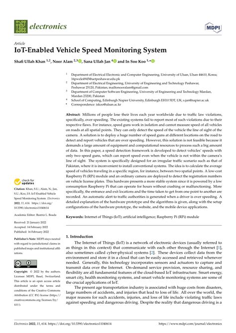Pdf Iot Enabled Vehicle Speed Monitoring System