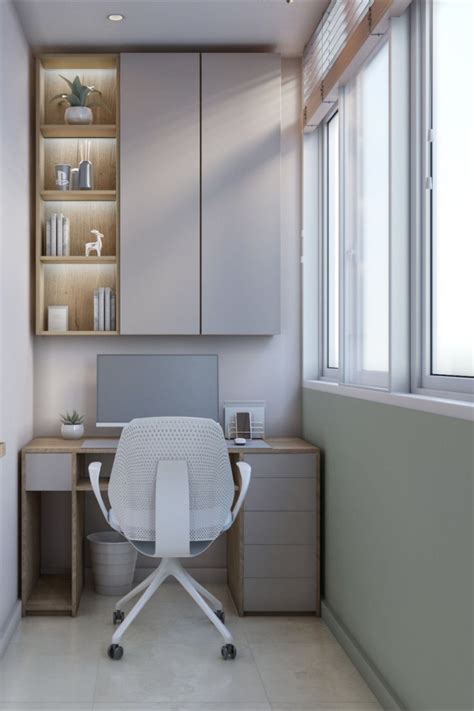 Рабочее место на балконе современный дизайн интерьера Небольшие домашние офисы Интерьер Дизайн