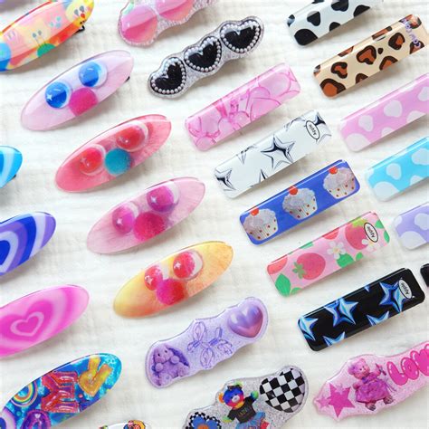 키치키치 헤어핀모음 에폭시 Ootd 아이돌 스타일 집게핀 머리장식 하이틴 데일리 축제 단체의상 촬영