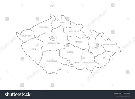 Czech Republic Political Map Administrative Divisions Stock Vector Royalty Free 2258107597