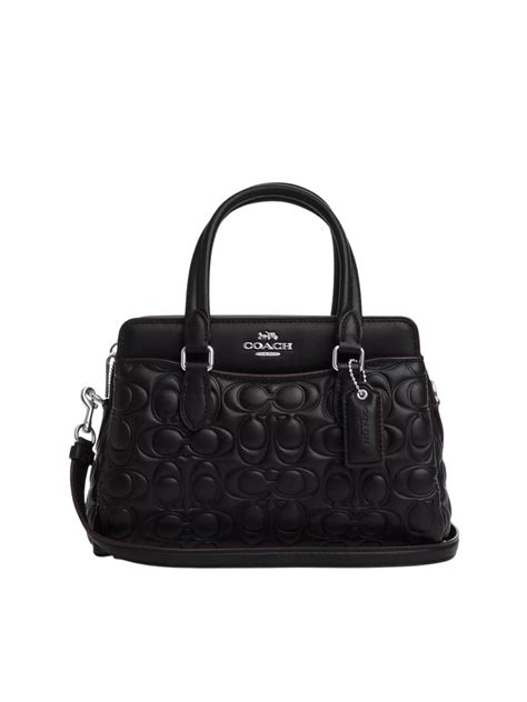 Coach Mini Darcie Carryall In Signature Leather Black Balilene