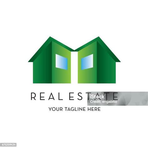 귀하의 슬로건에 대 한 텍스트 공간 부동산 아이콘 슬로건 벡터 일러스트 레이 션 개념에 대한 스톡 벡터 아트 및 기타 이미지