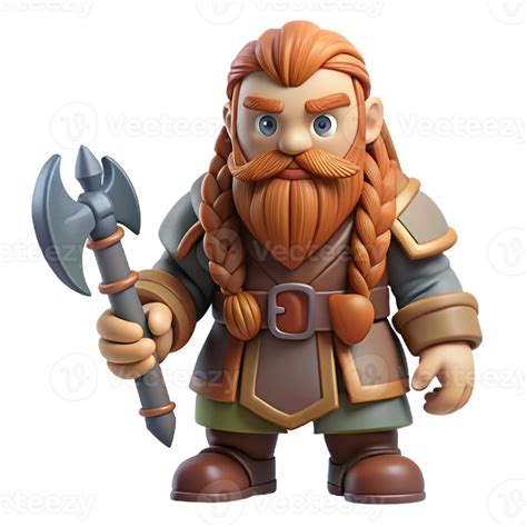 Acclaimed Avant Garde Concept Art Style Isolated Cutout Of A Fantasy Dwarf With A Long Braided