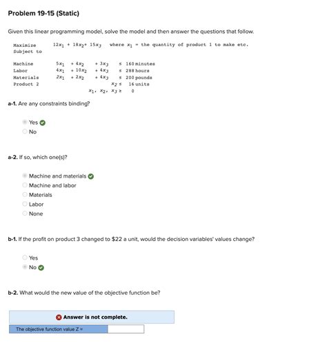 Solved Problem 19 15 Static Given This Linear Programming Chegg Com