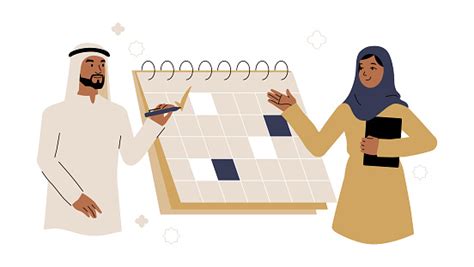 달력 계획 남성과 여성 전문가 팀워크 일정 관리 생산성을 상징 하는 플랫 벡터 일러스트 레이 션 흰색 배경에 고립 된 비즈니스 미팅 개념에 대한 스톡 벡터 아트 및 기타