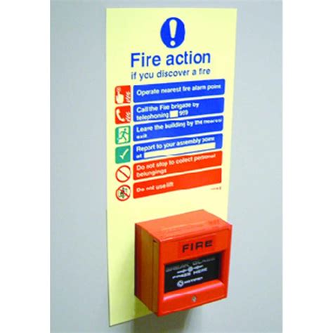 Call Point Fire Action Set Photoluminescent Rigid Pvc