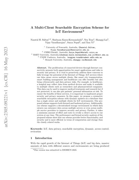 pdf a multi client searchable encryption scheme for iot environment