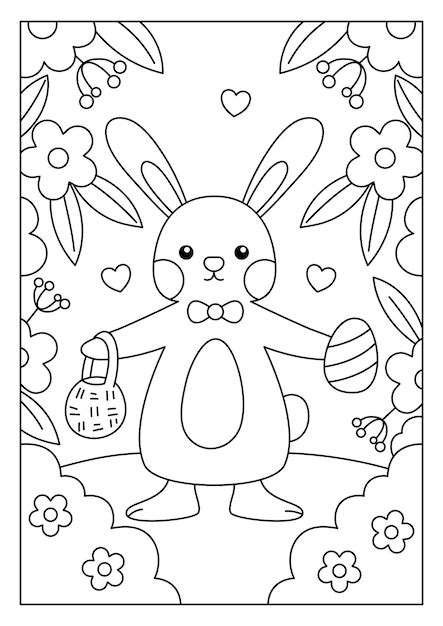 아이 인쇄용 부활절 색칠 페이지 프리미엄 벡터
