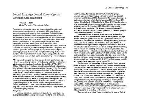 Pdf Second Language Lexical Knowledge And Listening Comprehension
