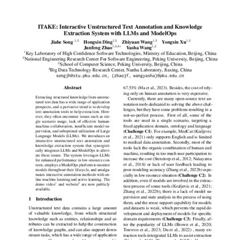 Itake Interactive Unstructured Text Annotation And Knowledge