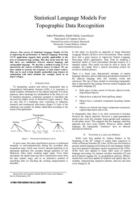 Pdf Statistical Language Models For Topographic Data Recognition