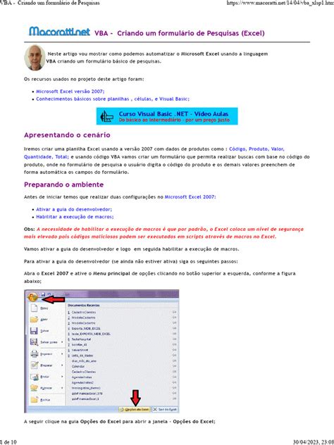 Vba Criando Um Formulário De Pesquisa Pdf Macro Ciência Da