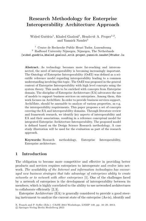 Pdf Research Methodology For Enterprise Interoperability Architecture