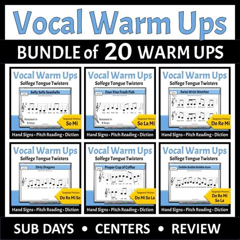 Vocal Warm Ups For Choir And Music Class Bundle Solfege Activities