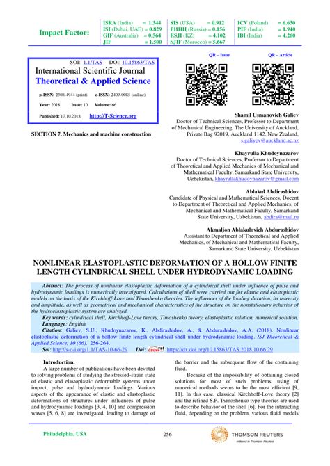 Pdf Nonlinear Elastoplastic Deformation Of A Hollow Finite Length