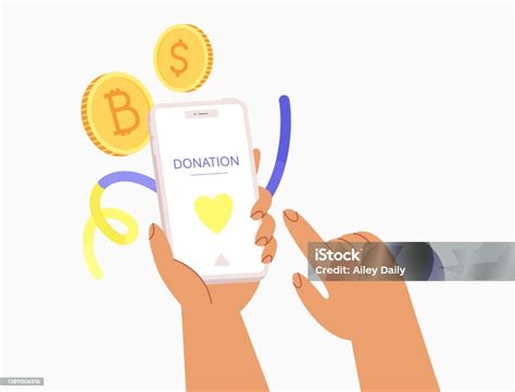 재정 지원 기부 및 자선 의 개념 기부 프로그램과 전화 화면평면 벡터 일러스트레이션 자선기부에 대한 스톡 벡터 아트 및 기타