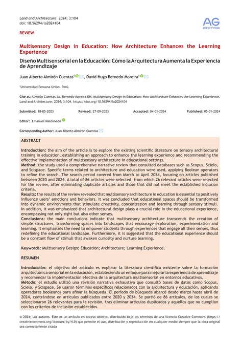 Pdf Multisensory Design In Education How Architecture Enhances The Learning Experience
