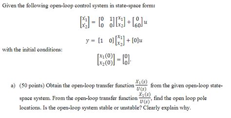 Solved ГО u Given the following open loop control system Chegg