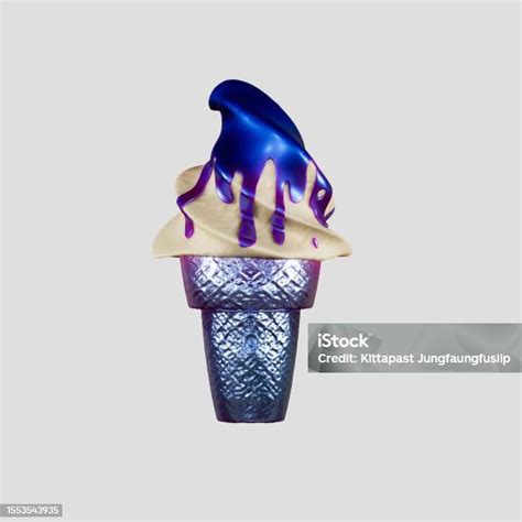 와플 콘에 담긴 아이스크림이 맛있습니다 매우 상세한 3d 렌더링 일러스트레이션 모형 정면도 공백 흰색 배경에 격리되어 있습니다