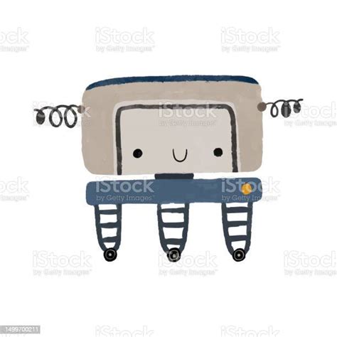 재미 있은 만화 색깔의 아이들 로봇입니다 귀여운 사이보그 복고풍 안드로이드 흰색 배경에 격리된 평면 그림에서 웃는 캐릭터 귀여운 유치한 그림 스티커 인쇄 4 5세에 대한