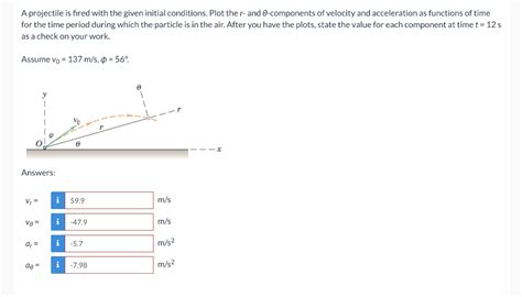 Solved A Projectile Is Fired With The Given Initial Chegg Com