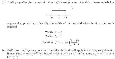 Solved F ω 1−rect 8ω D Writing Equation For A Graph Of A