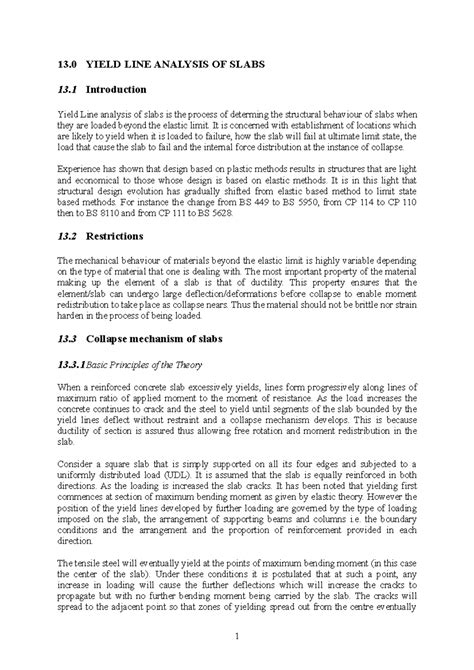 Yield Line Analysis Slabs 13 YIELD LINE ANALYSIS OF SLABS 13 Introduction Yield Line Analysis