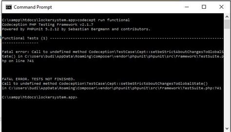 Laravel Codeception Error After Inserting Laravel5 Module Stack