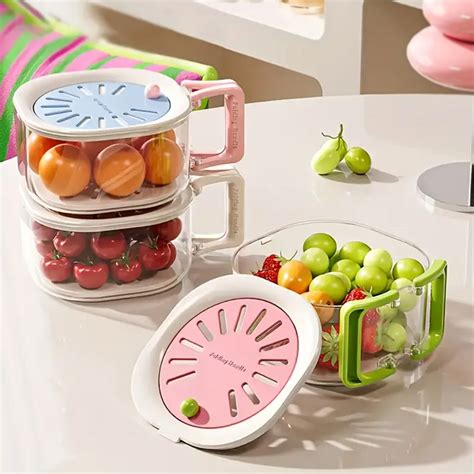 2 In 1 Fruit Strainer Container With Lid Idealancy