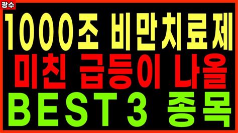 1000조 비만치료제 미친 급등이 나올 Best3 종목 제약바이오 바이오주 일라이릴리 비만치료제 관련주 주가 주가전망 목표가 대응방법 급등주 광수 Youtube