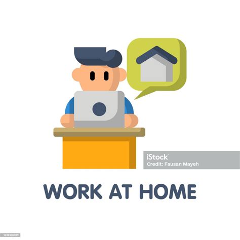 흰색 배경에 홈 플랫 아이콘 스타일 디자인 일러스트에서 아바타 남자 작업 격리에 대한 스톡 벡터 아트 및 기타 이미지 격리 귀여운 노트북 Istock
