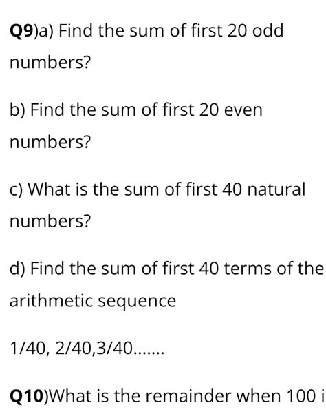 Q A Find The Sum Of First Odd Numbers B StudyX