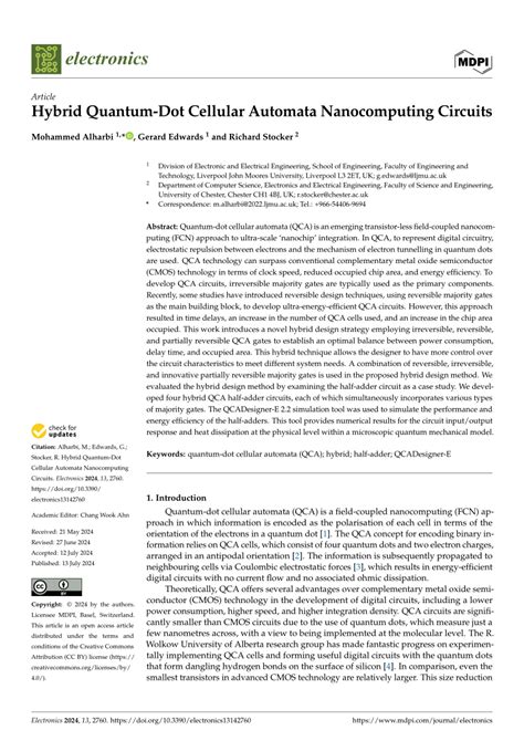 Pdf Hybrid Quantum Dot Cellular Automata Nanocomputing Circuits